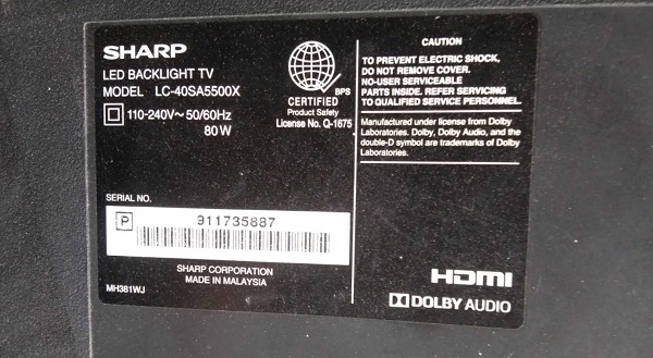 SHARP LC-40SA5500X Software Download
